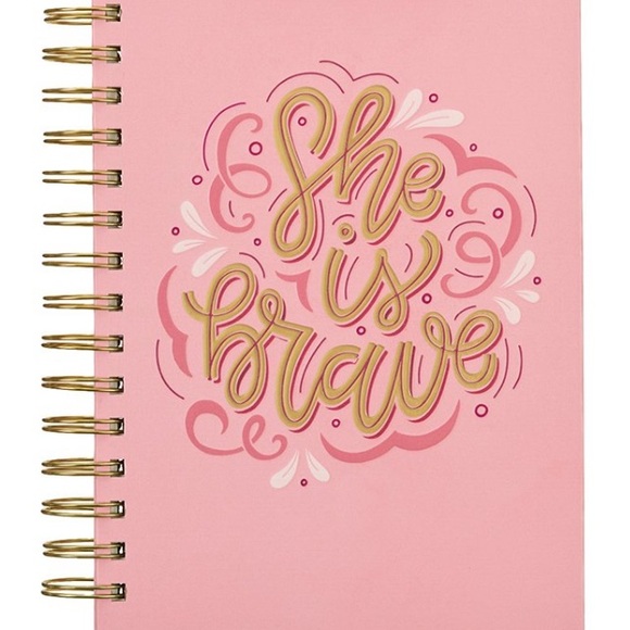 Office | Copy She Is Brave Pink Spiral Notebook With Gold Lettering ...